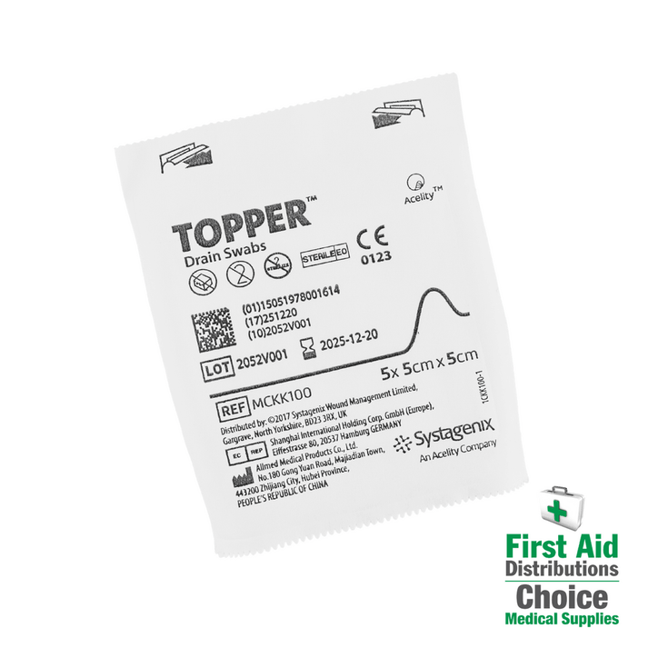 Topper Sterile Split Drain Swabs 5cm x 5cm (5 piece per individual pac ...